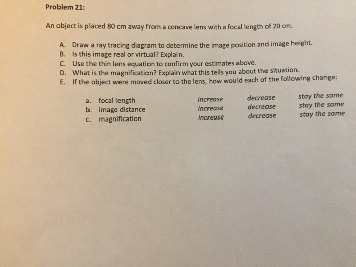Solved Problem 21: An object is placed 80 cm away from a | Chegg.com
