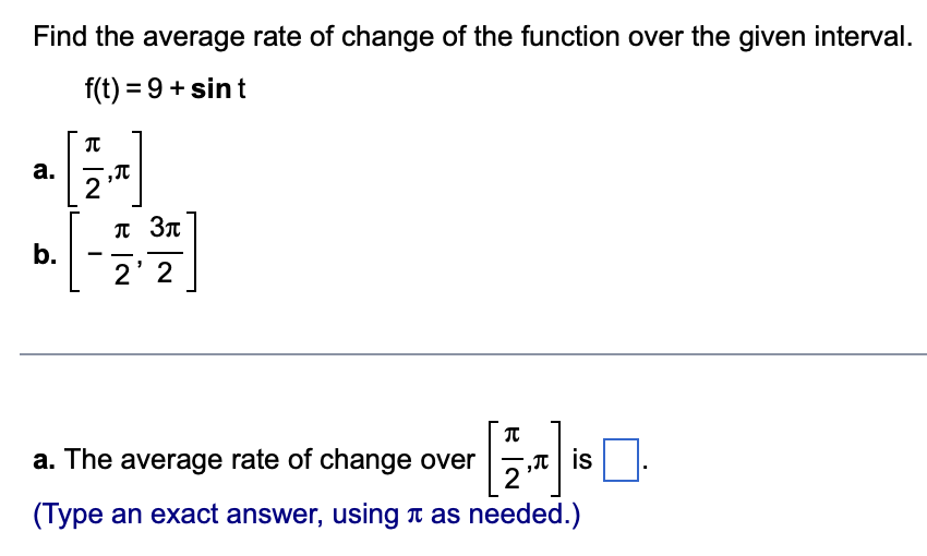 Solved Find the average rate of change of the function over | Chegg.com