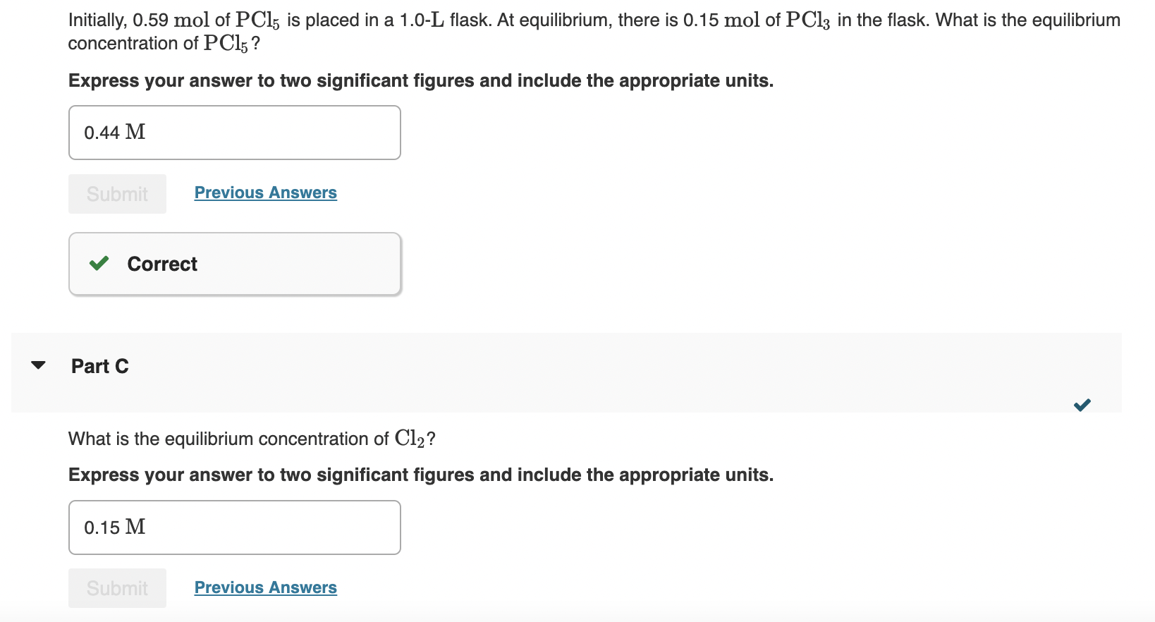 Solved Initially, 0.59 mol of PCl5 is placed in a 1.0−L | Chegg.com
