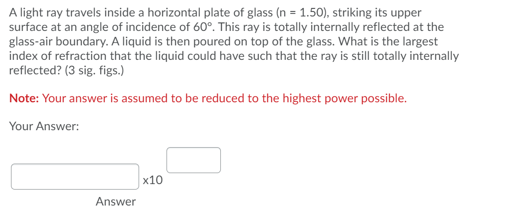 Solved A light ray travels inside a horizontal plate of | Chegg.com