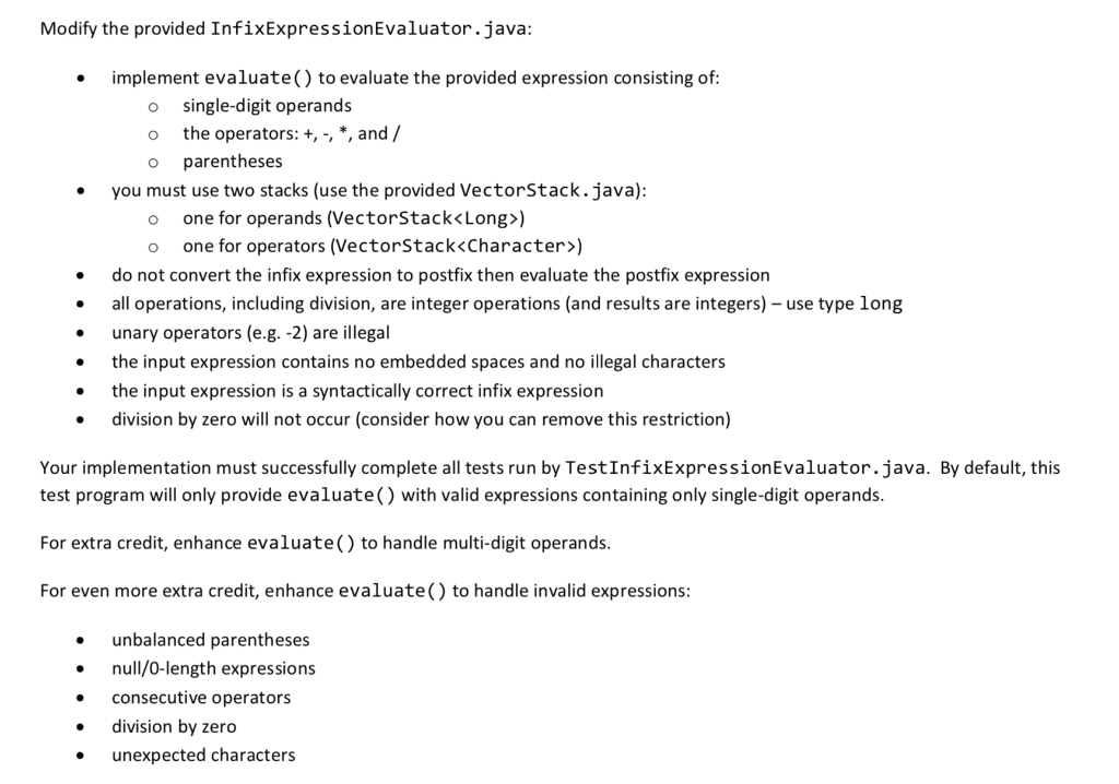 Modify the provided InfixExpressionEvaluator.java: | Chegg.com