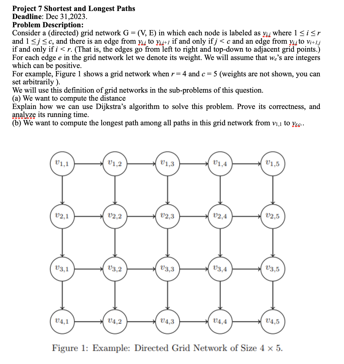Solved Project 7 ﻿Shortest and Longest PathsDeadline: Dec | Chegg.com
