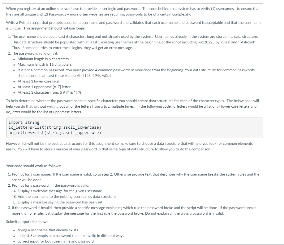 Solved When you register at an online site, you have to | Chegg.com