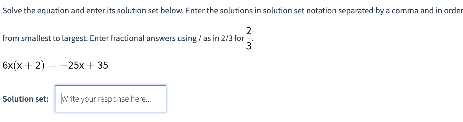 Solved Solve the equation and enter its solution set below. | Chegg.com