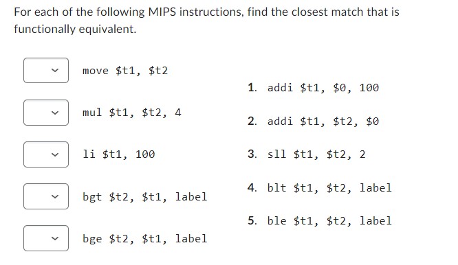 Solved For each of the following MIPS instructions, find the | Chegg.com