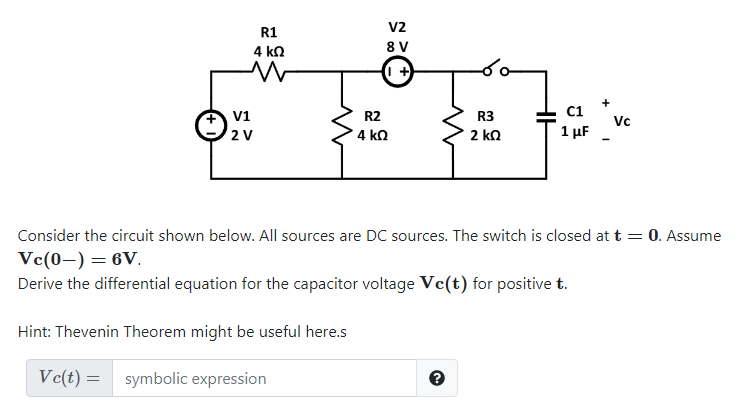 Solved The correct answer is Vc(t) = (9/2) + | Chegg.com