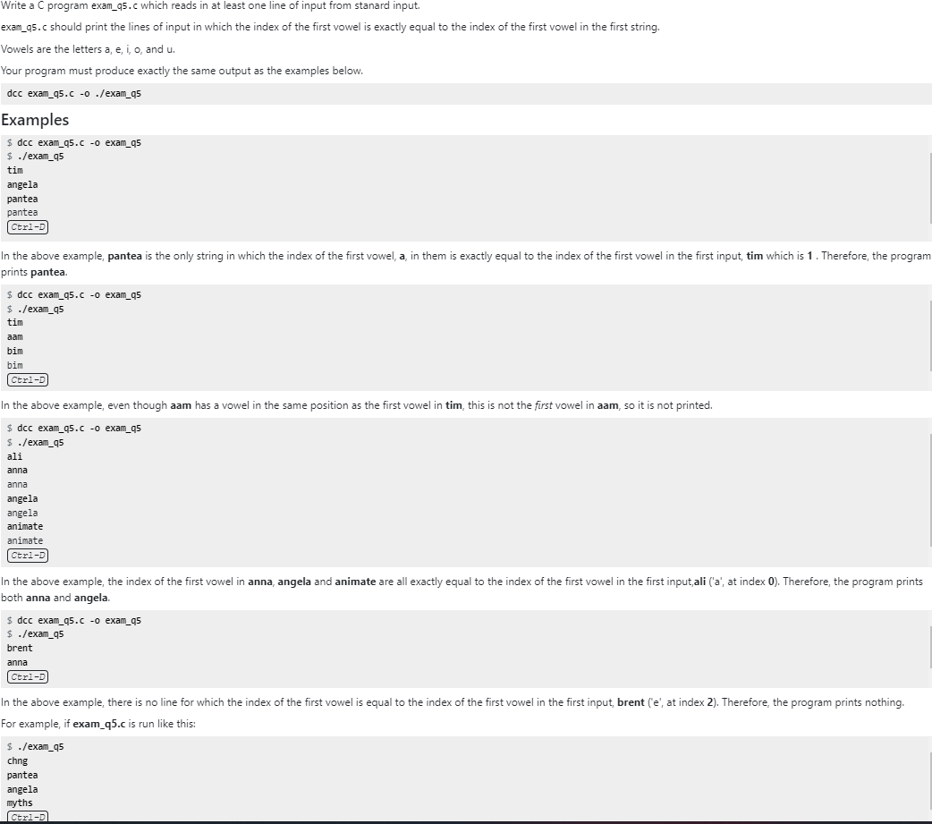 Solved Write a C program exam_95.c which reads in at least | Chegg.com