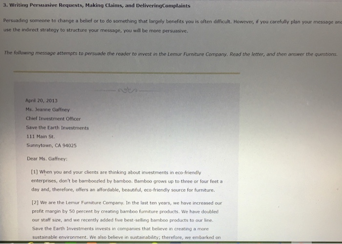 Solved 3. Writing Persuasive Requests, Making Claims, and | Chegg.com