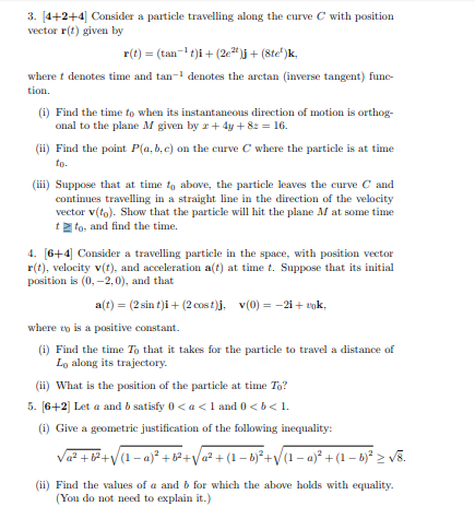Solved 3. (4+2+4 Consider a particle travelling along the | Chegg.com
