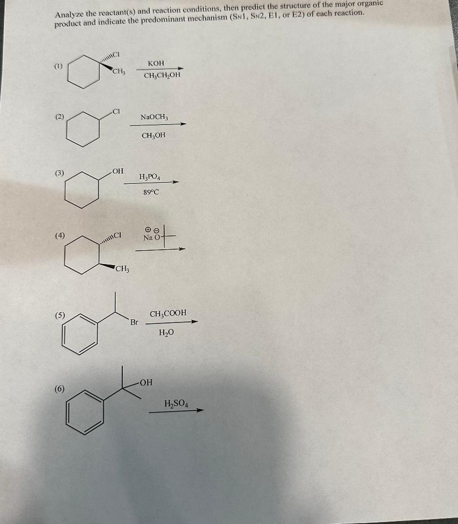 Solved Analyze the reactant(s) and reaction conditions, then | Chegg.com
