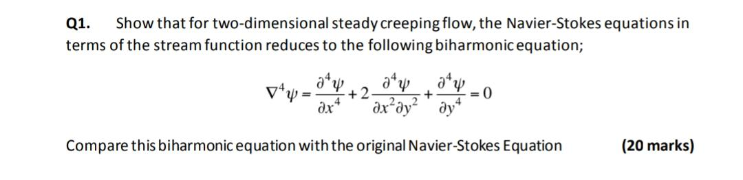 Solved Q1. Show that for two-dimensional steady creeping | Chegg.com