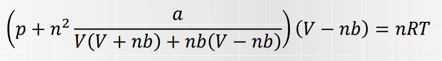 Solved (p+n2V(V+nb)+nb(V−nb)a)(V−nb)=nRTα=(1+μ(1−Tr))2 | Chegg.com