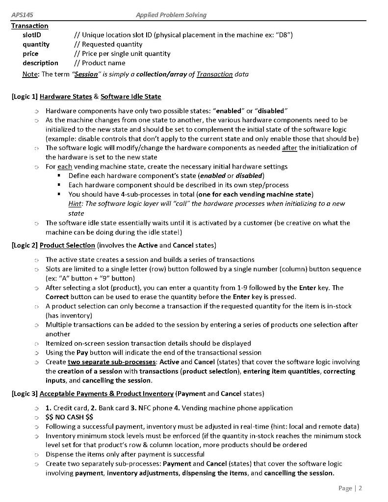 Solved Workshop Overview Vending machines now almost run | Chegg.com