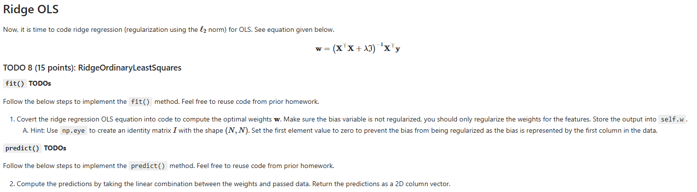 Solved Ridge OLSNow, it is time to code ridge regression | Chegg.com