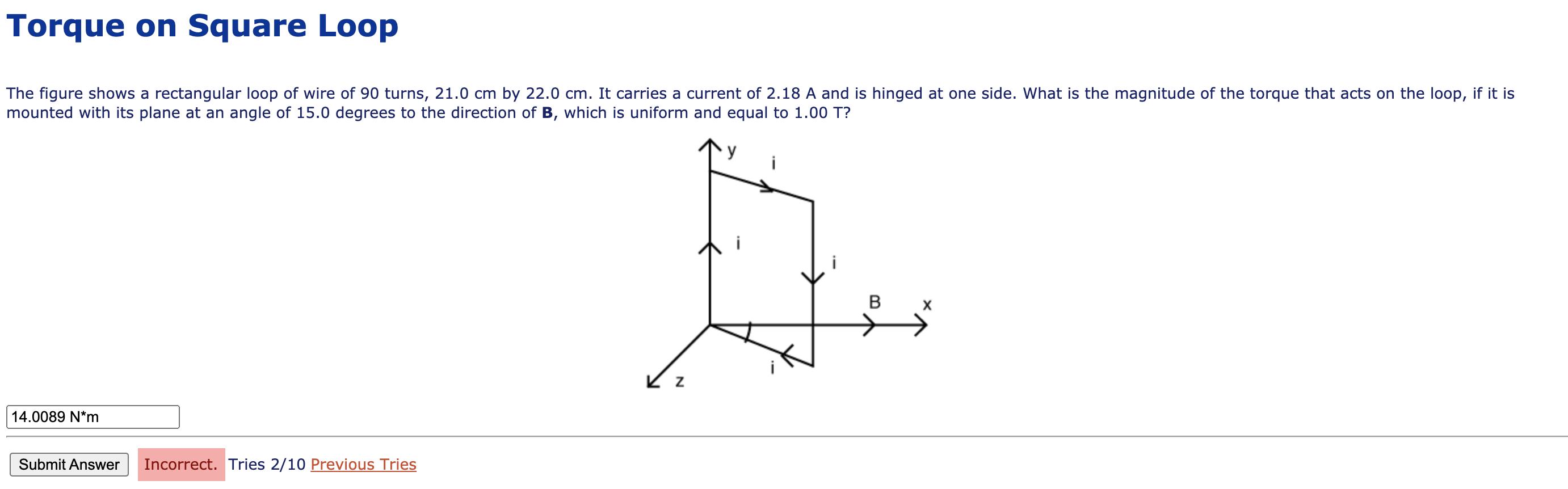 Solved Torque on Square Loop The figure shows a rectangular | Chegg.com