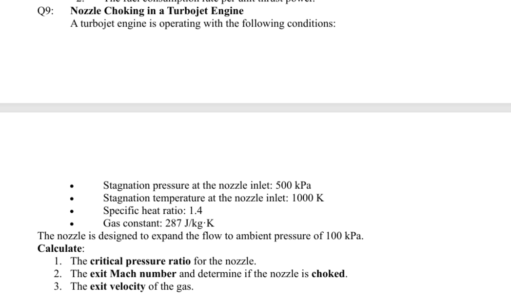 Solved Q9: Nozzle Choking in a Turbojet Engine A turbojet | Chegg.com
