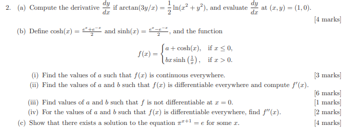 Solved 1 2. (a) Compute the derivative der if arctan(3y/x) = | Chegg.com
