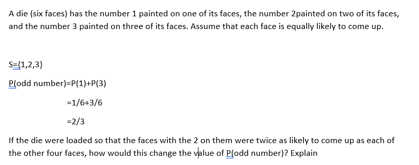 Solved A die (six faces) has the number 1 painted on one of | Chegg.com