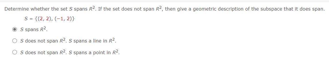 Solved Determine whether the set S spans R2. If the set does | Chegg.com