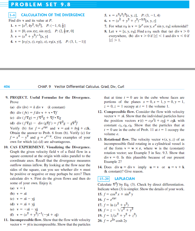 Solved 1-6 CALCULATION OF THE DIVERGENCE Find divv and its | Chegg.com