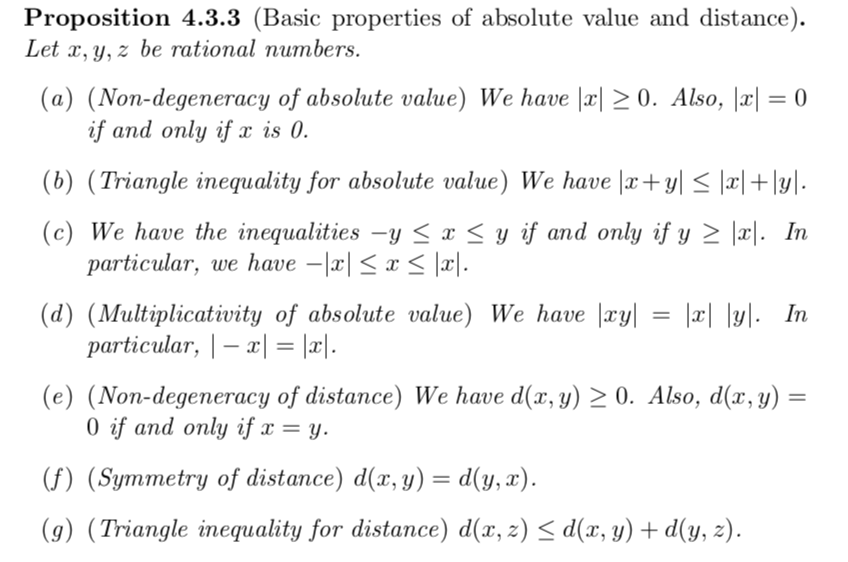 Solved Proposition 4.3.3 (Basic properties of absolute value | Chegg.com