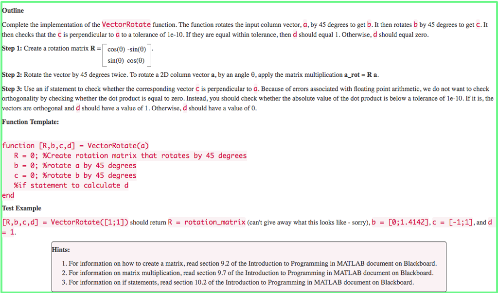 Solved Complete the implementation of the VectorRotate | Chegg.com