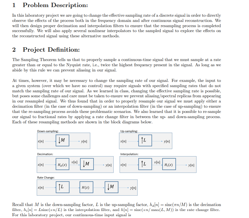 1 Problem Description: In this laboratory project we | Chegg.com