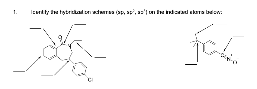 1. Identify the hybridization schemes (sp, sp 2, sp | Chegg.com