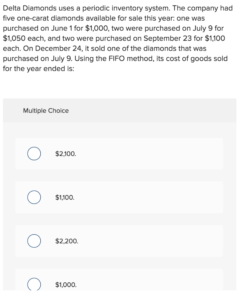 Solved Delta Diamonds uses a periodic inventory system. The | Chegg.com