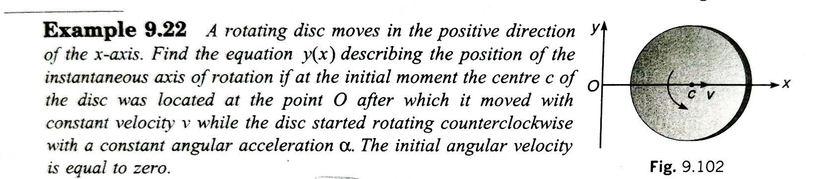 Solved X Example 9.22 A rotating disc moves in the positive | Chegg.com