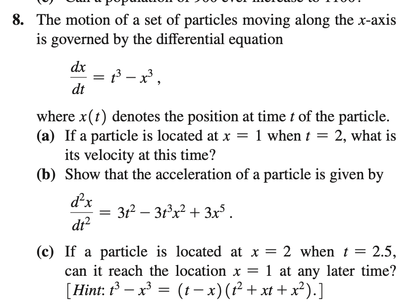 Solved The motion of a set of particles moving along the | Chegg.com