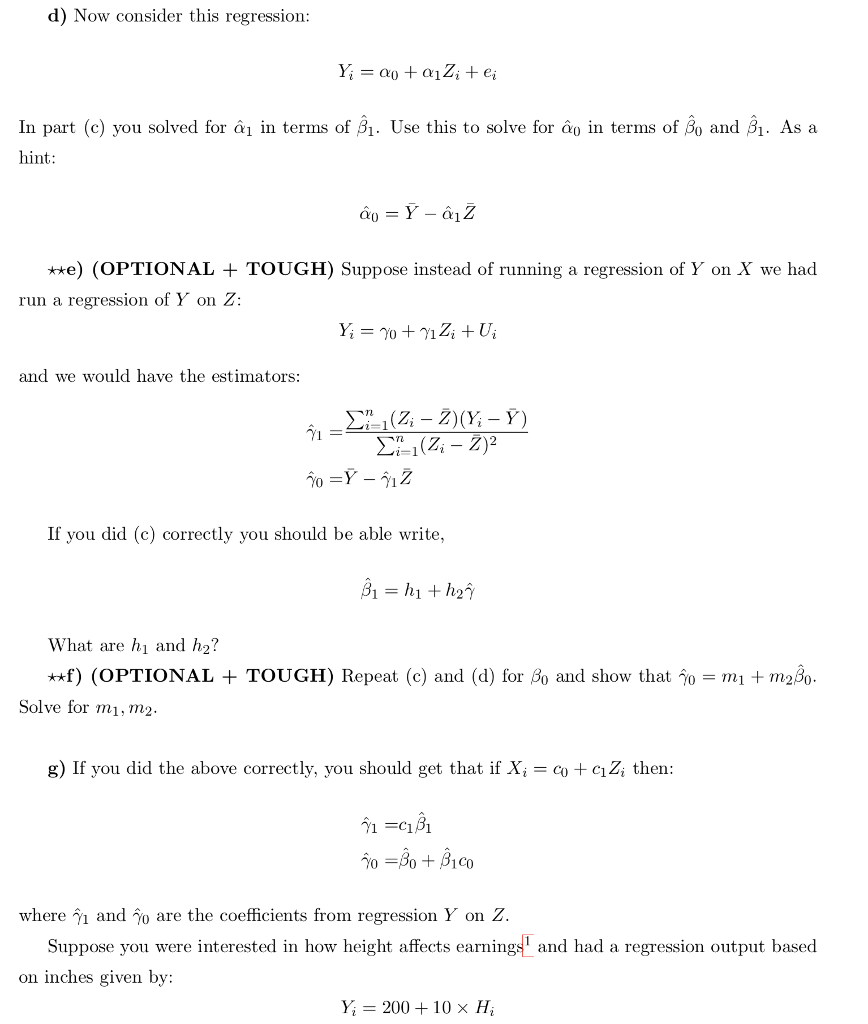 Solved Please solve the econometrics problems a,b,c,d, g | Chegg.com