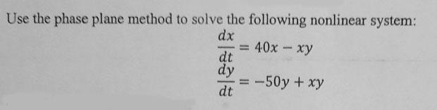 Solved Use the phase plane method to solve the following | Chegg.com