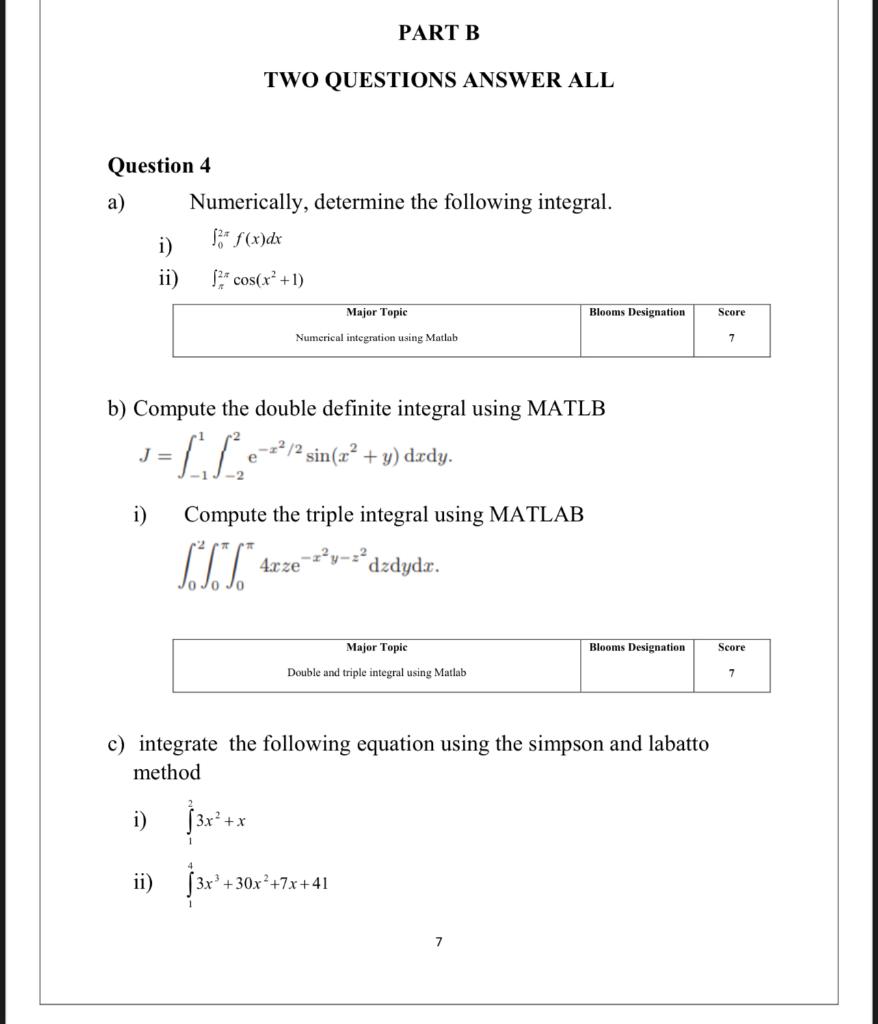 Solved Question 4 a) Numerically, determine the following | Chegg.com