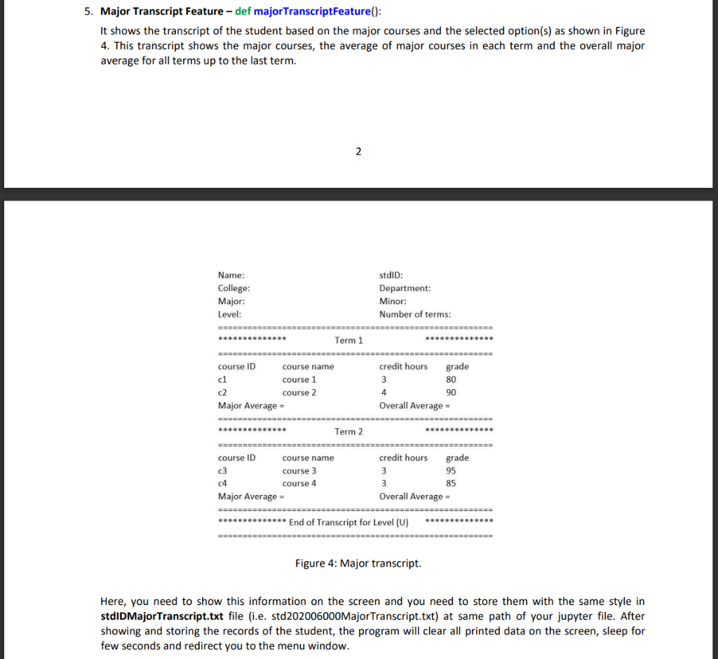 Solved 6. Minor Transcript Feature - def | Chegg.com