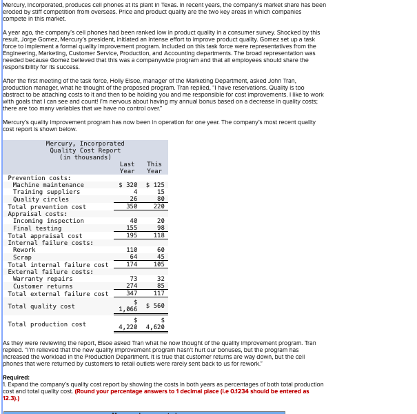 Solved Mercury, Incorporated, produces cell phones at its | Chegg.com