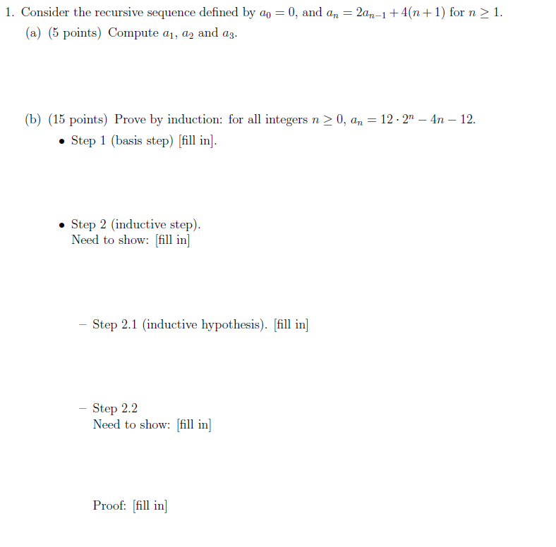 Solved 2-1 n 1. Consider the recursive sequence defined by | Chegg.com