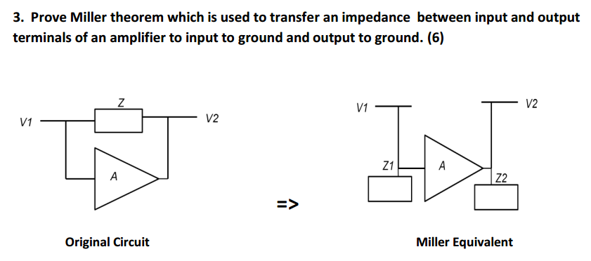 Solved 3. Prove Miller theorem which is used to transfer an | Chegg.com
