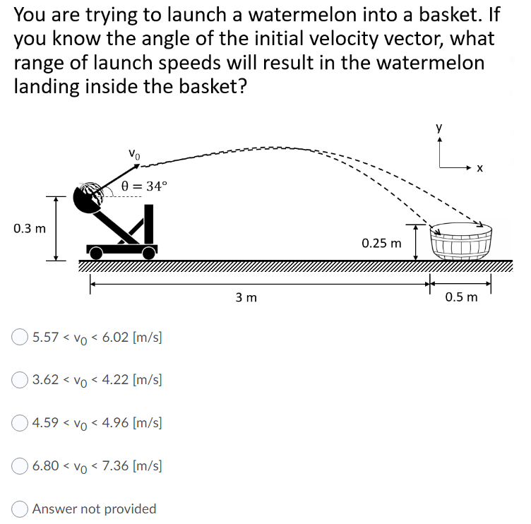 Solved You are trying to launch a watermelon into a basket. | Chegg.com