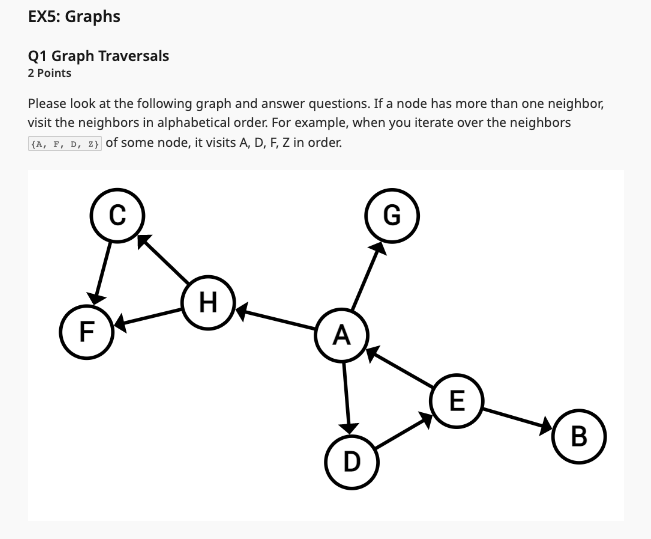 Ex5 Graphs Q1 Graph Traversals 2 Points Please Look