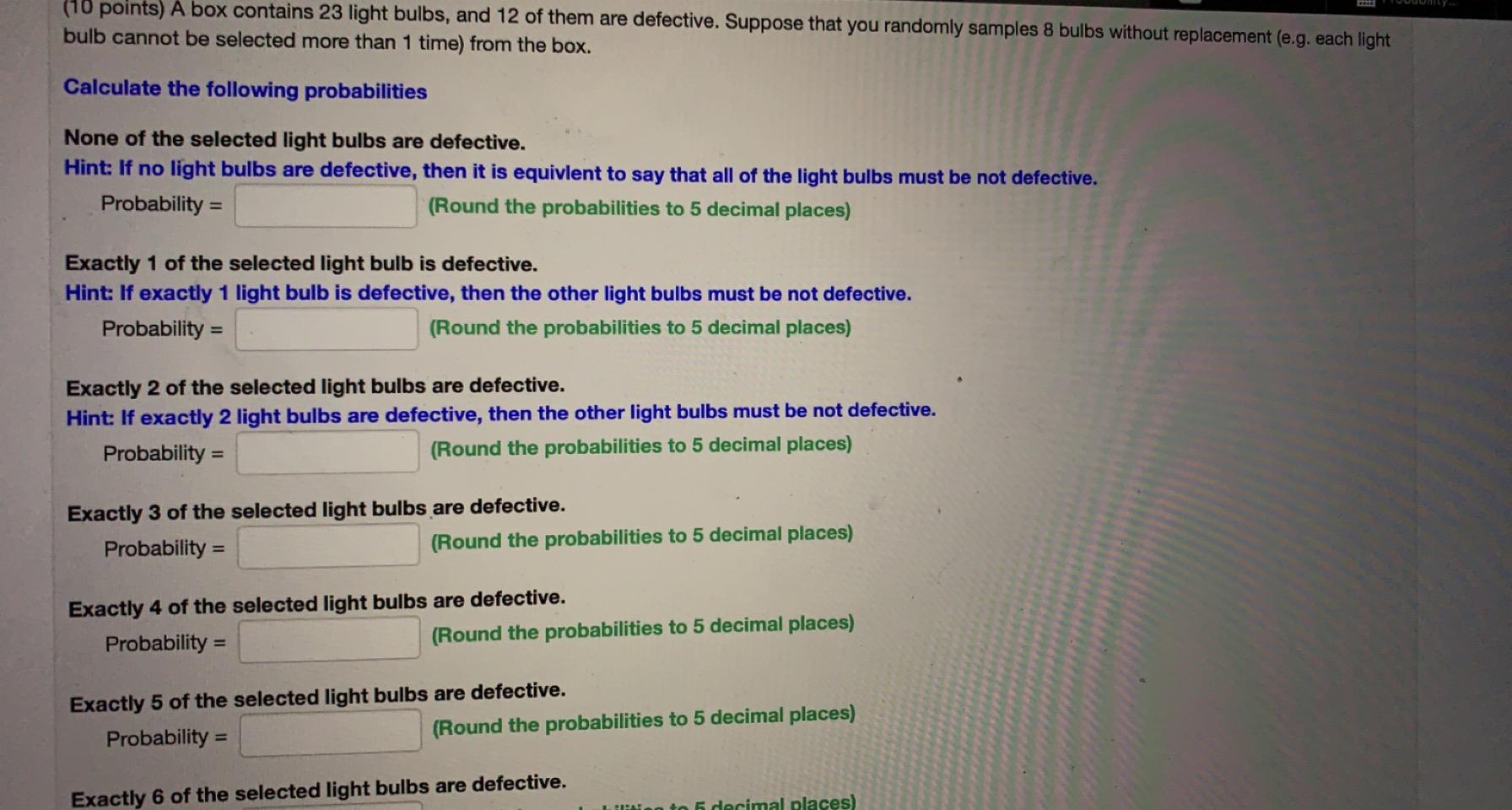 Solved (10 points) A box contains 23 light bulbs, and 12 of | Chegg.com