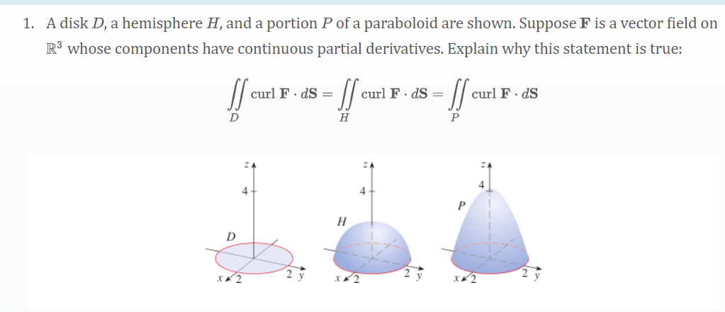 Solved 1. A disk D, a hemisphere H, and a portion P of a | Chegg.com