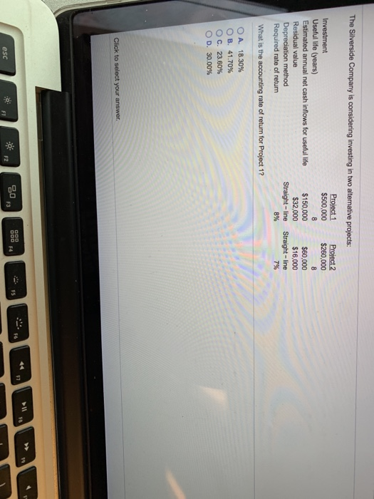 Solved The Silverside Company is considering investing in | Chegg.com