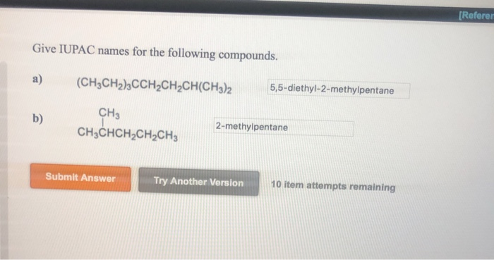 Solved Referer Give IUPAC names for the following compounds. | Chegg.com