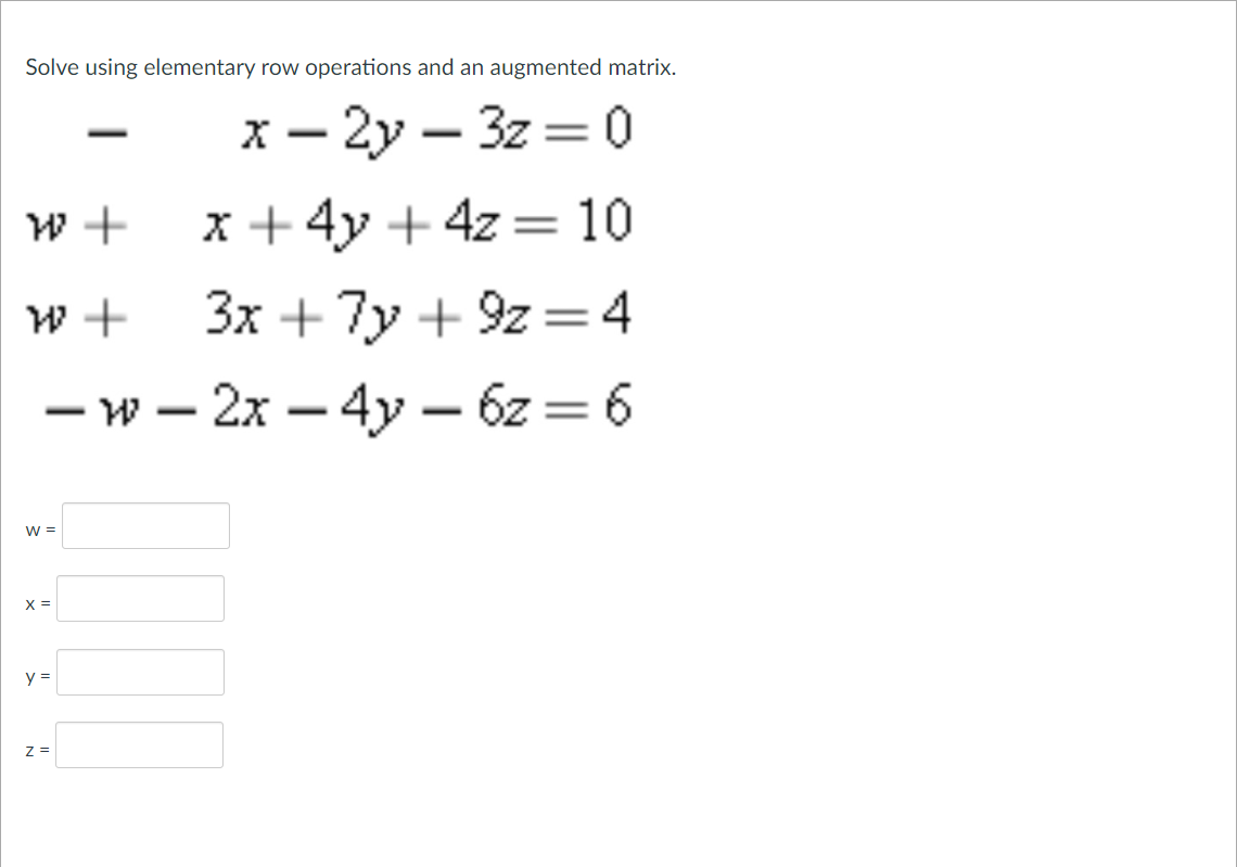 Solved Solve using elementary row operations and an | Chegg.com