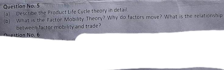 Solved Question No. 5 (a) Describe the Product Life Cycle | Chegg.com