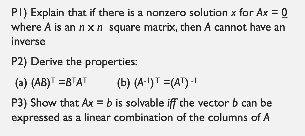 Solved PI) Explain that if there is a nonzero solution x for | Chegg.com
