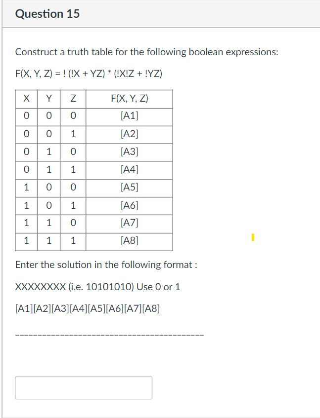 Solved Construct a truth table for the following boolean | Chegg.com