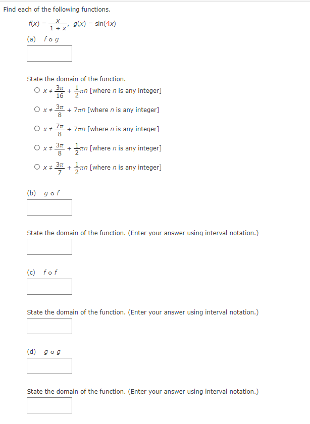 Solved Find each of the following functions. | Chegg.com