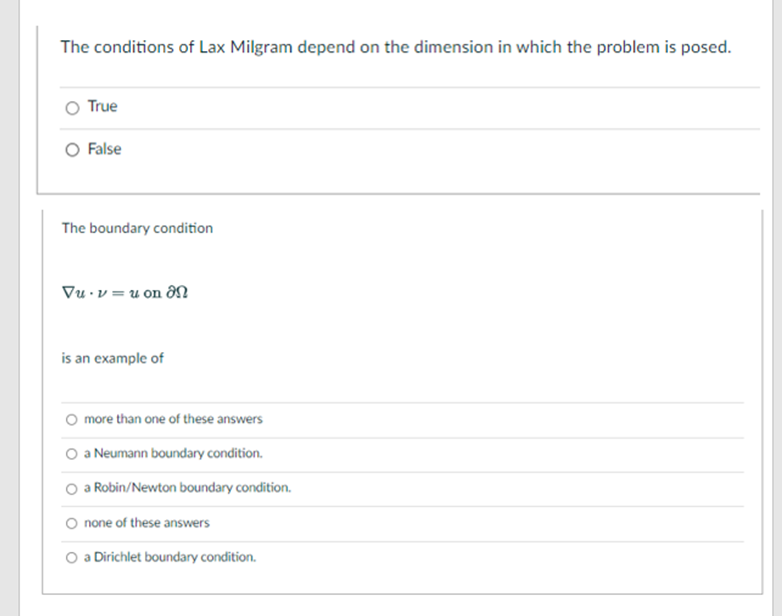 Solved The conditions of Lax Milgram depend on the dimension | Chegg.com